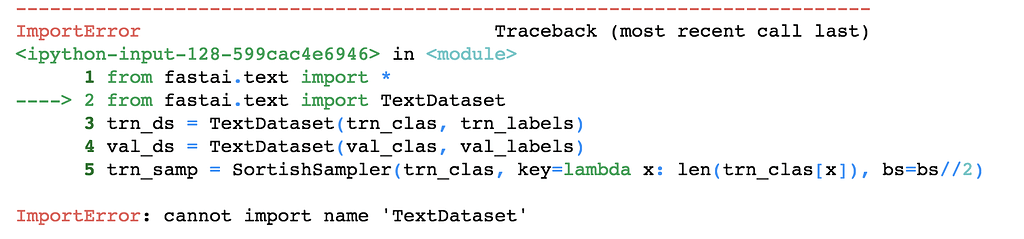 ImportError: cannot import name 'TextDataset' - fastai dev - fast.ai Course Forums