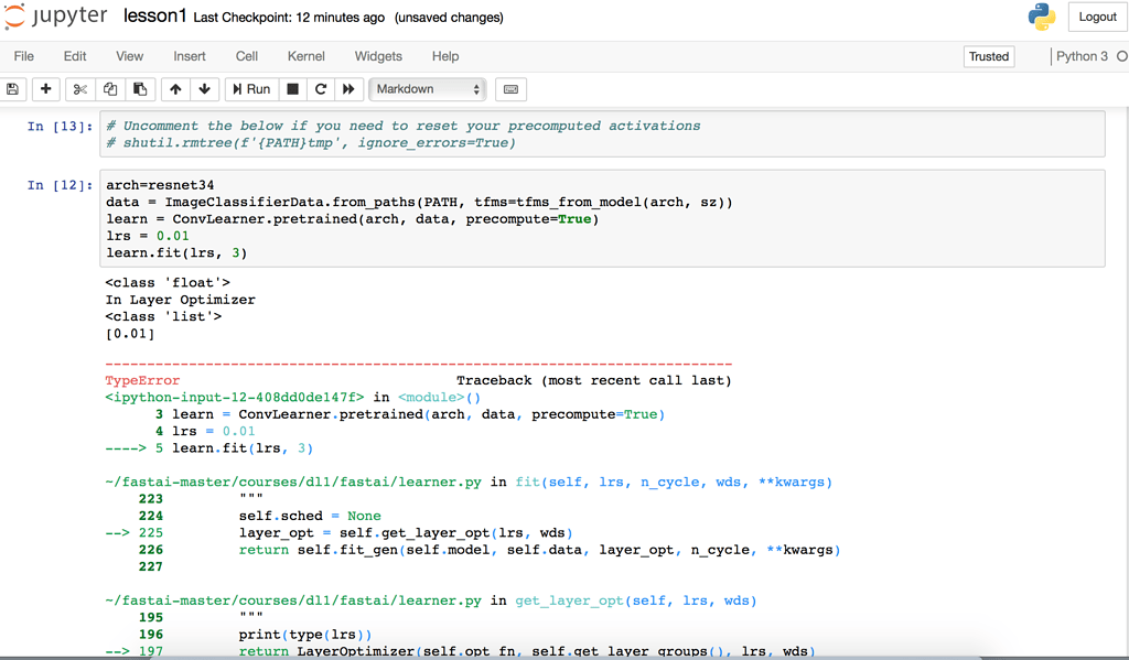 Problem with ' Learn.fit() ' - Part 1 (2018) - fast.ai Course Forums