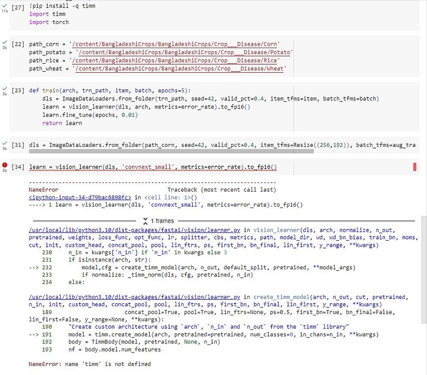 NameError: name 'timm' is not defined - fastai - fast.ai Course Forums