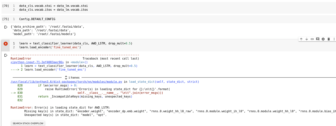 How To Fix Errors In Loading Statedict For Awdlstm When Using Fast Ai Part 2 And Alumni