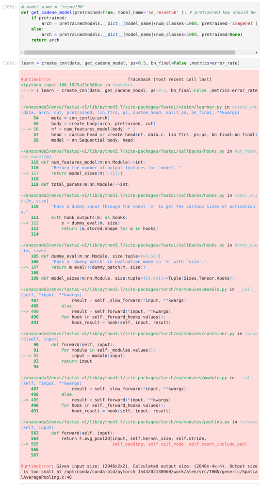 [Solved] Error while creating learner for senet : TypeError: conv2d(): argument 'input ...