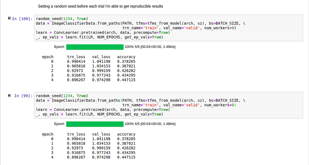 Lesson1 Reproducible Results - Setting seed not working - Part 1 (2019) - fast.ai Course Forums