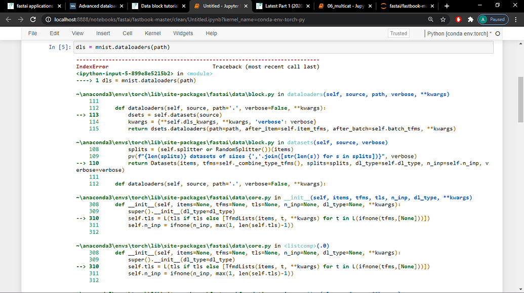 Dataloaders() giving list index out of range - Part 1 (2020) - fast.ai Course Forums