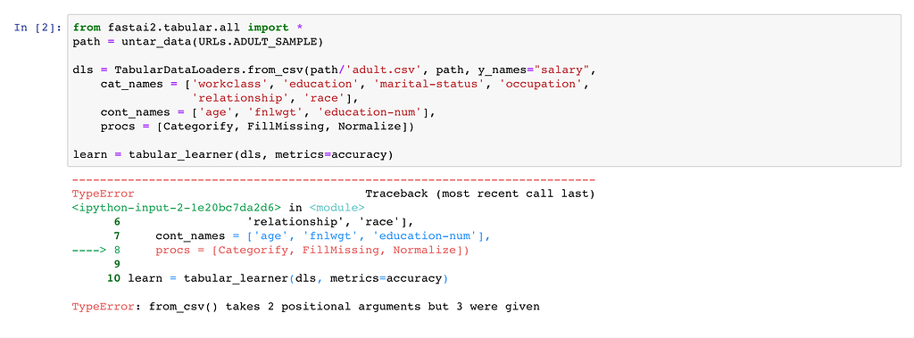 Fast_book 01_intro error tabular learner - fastai dev - fast.ai Course Forums
