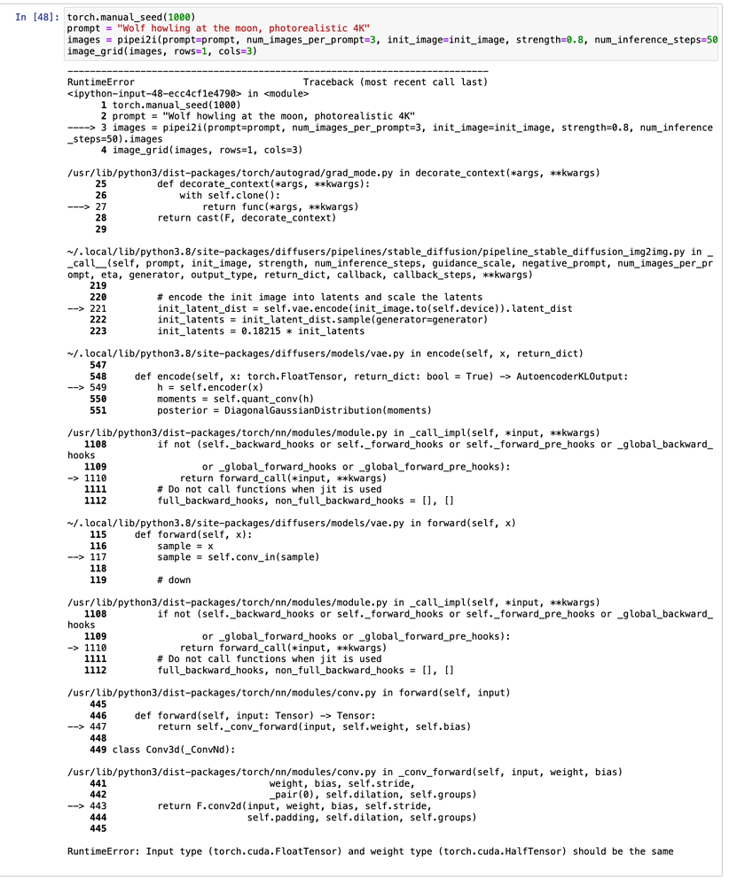 Pipei2i error: Input type (torch.cuda.FloatTensor) and weight type ...