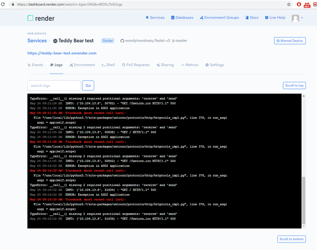 Render Deploy Teddy Bear error Internal Server Error - Part 1 (2018) - fast.ai Course Forums