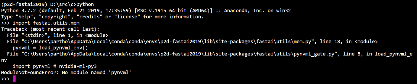 Nvml.dll loading issue in nvidia-ml-py3-7.352.0-py_0 - Part 1 (2019) - fast.ai Course Forums