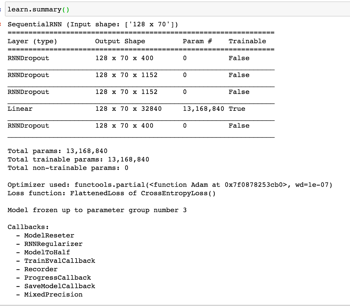 Learn.summary throws ...RuntimeError: Input and hidden tensors are not ...