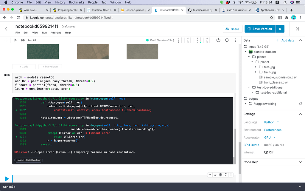 Lesson 3 Planet Error : Temporary failure in name resolution - Part 1 (2019) - fast.ai Course Forums