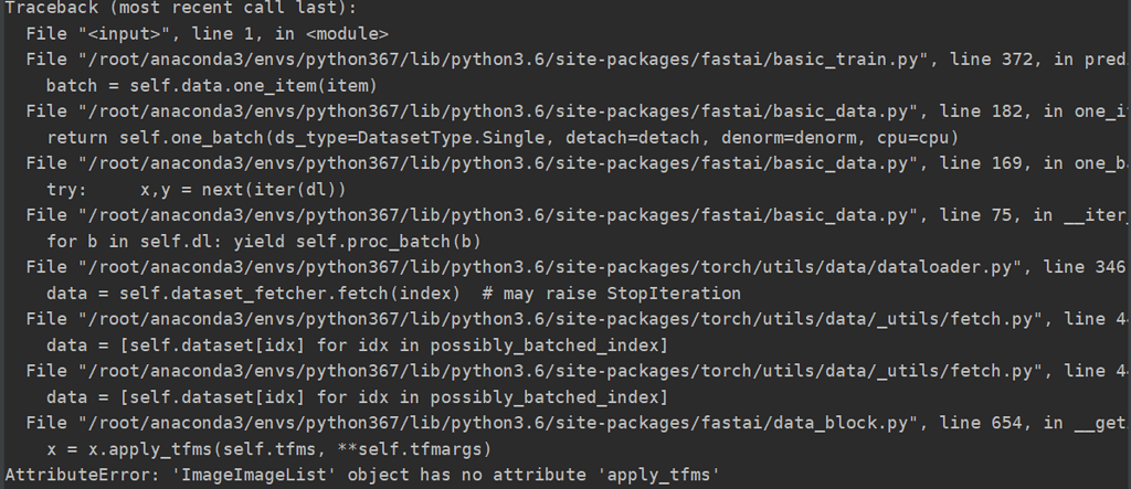 'ImageImageList' object has no attribute 'apply_tfms' - Part 1 (2019) - fast.ai Course Forums