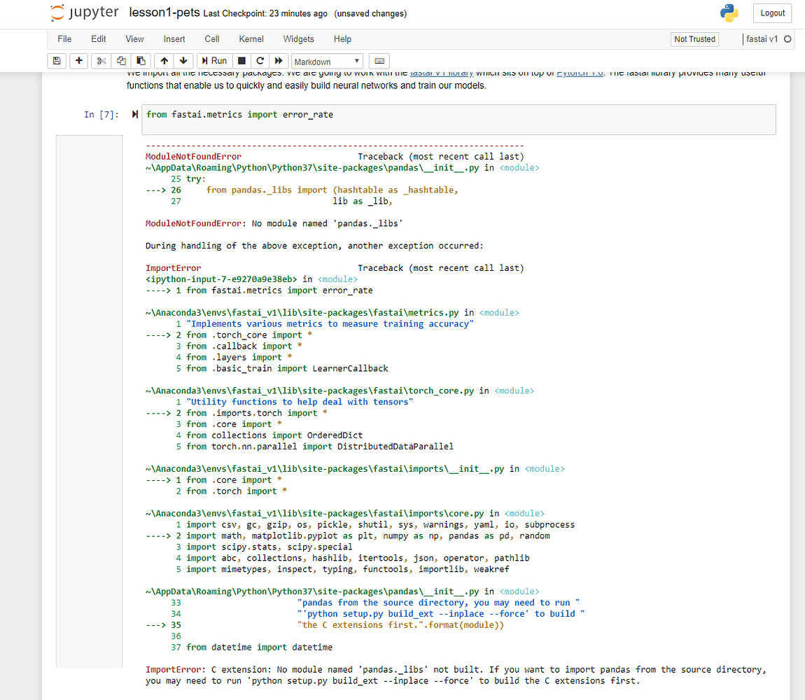 Error importing fastai.vison - Part 1 (2019) - fast.ai Course Forums