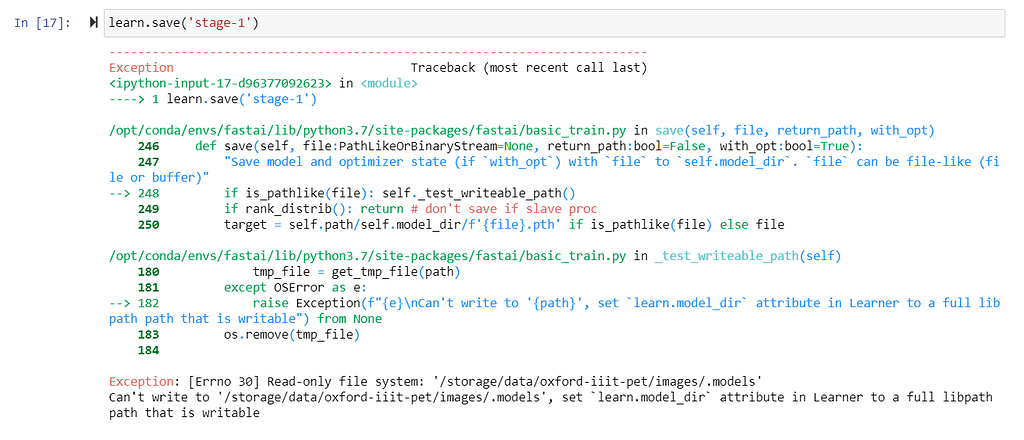 Learn.save('stage-1') path directory error Lecture 1 - Part 1 (2019) - fast.ai Course Forums