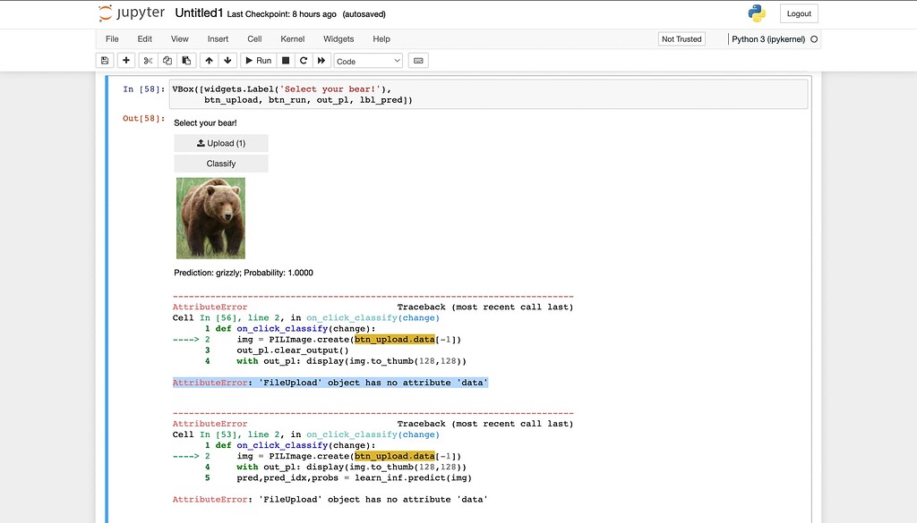 AttributeError: 'FileUpload' object has no attribute 'data' - Part 1 2022 - fast.ai Course Forums