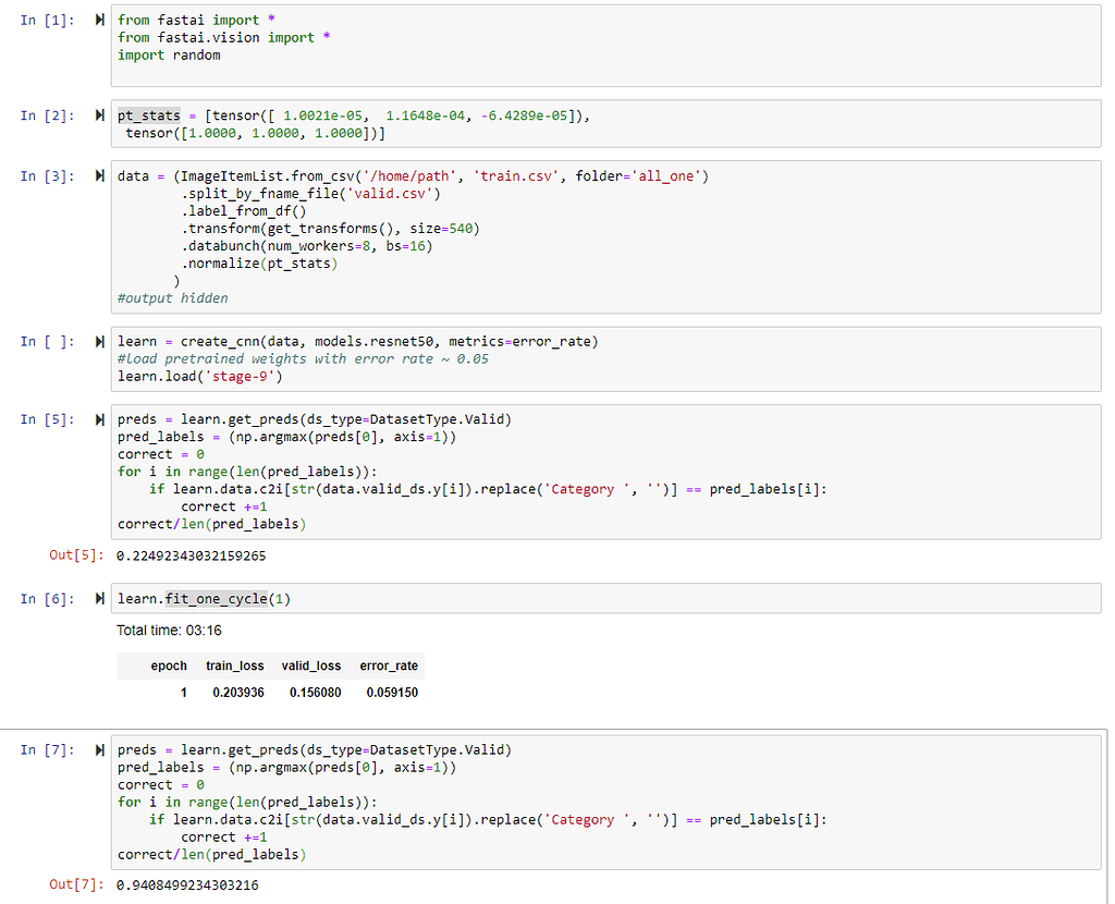 Predicting against pre-trained model results in worse accuracy without additional fit_one_cycle ...