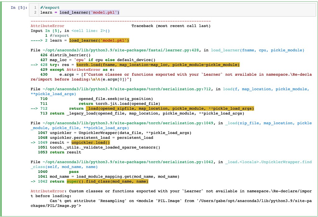 Trouble Using Loadlearnermodelpkl In Jupyter Notebook Part 1 2022 Fastai Course Forums