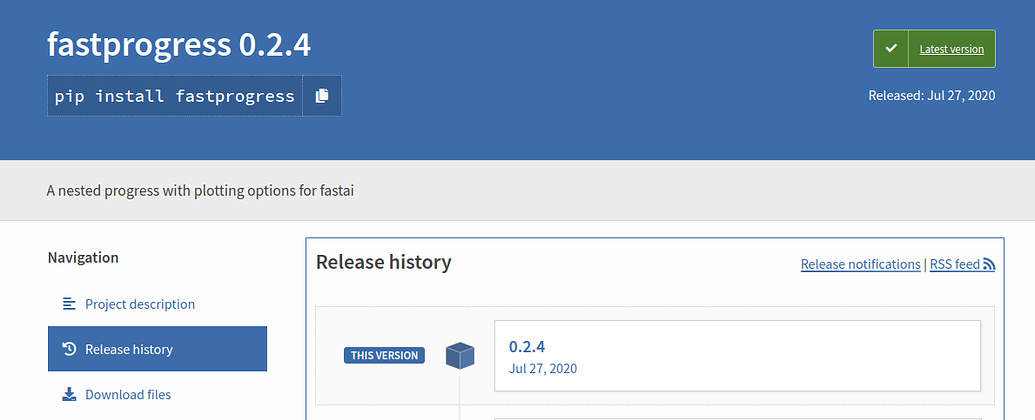 Fastai2 pip install Could not find a version that satisfies the requirement fastprogress>=0.2.5 ...