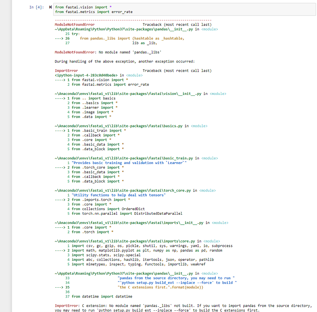Error importing fastai.vison - Part 1 (2019) - fast.ai Course Forums