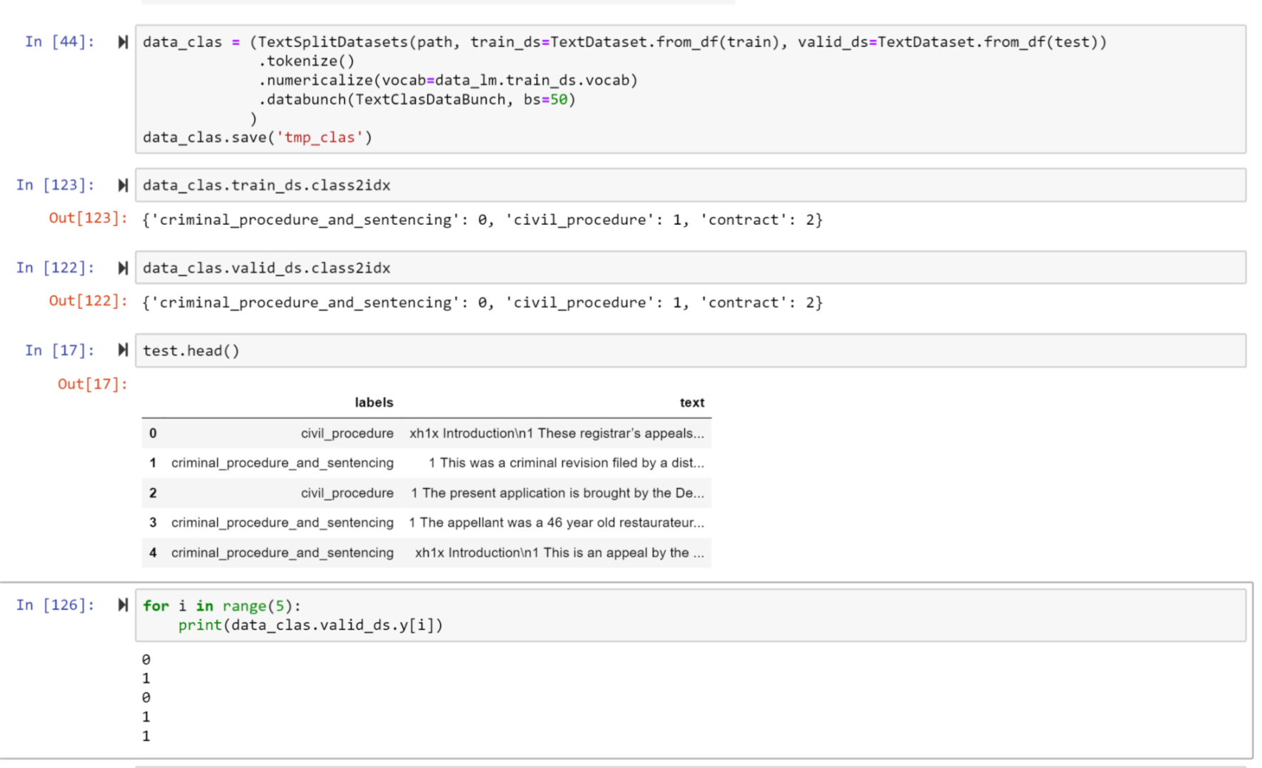 Incorrect mapping of class ids in TextSplitDatasets valid_ds ...